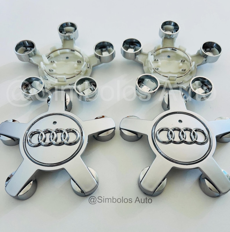 Set of 4 Audi A1 A2 A3 A4 A5 A6 A8 TT Black Logo Hub Caps 60mm, 61mm or ...