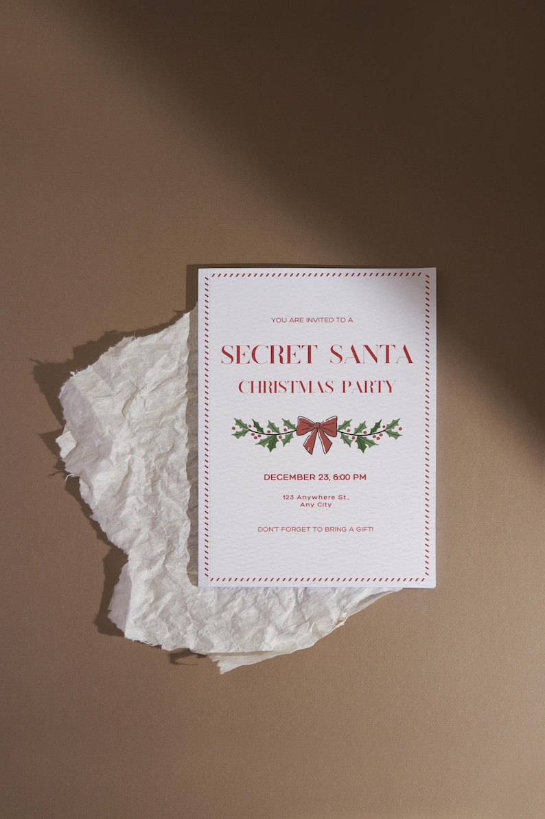 Editable Secret Santa Party Invitation | Christmas Party Canva Template ...