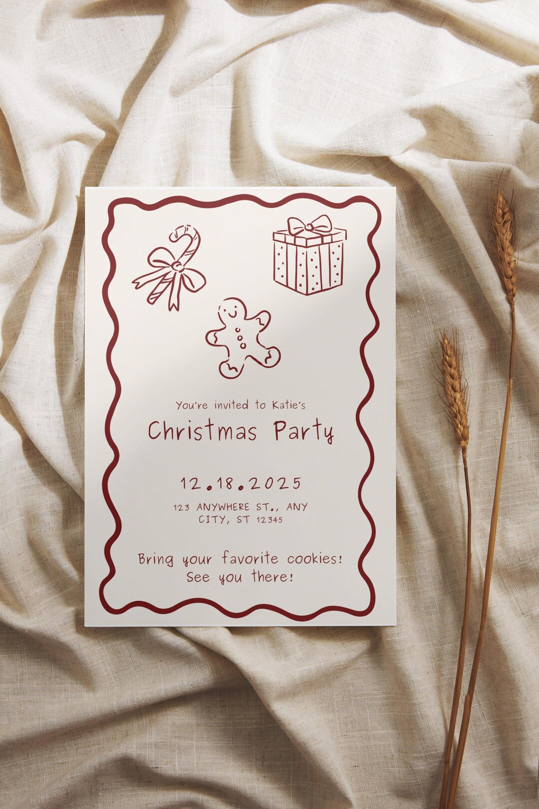 Editable Christmas Party Invitation Template | 5x7 Canva Invite ...