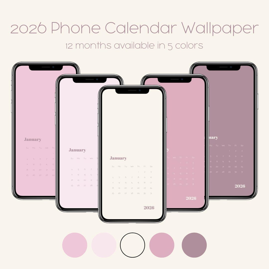 2026 Coquette Phone Calendar Wallpaper Pack, Pink Calendar, Minimalist ...