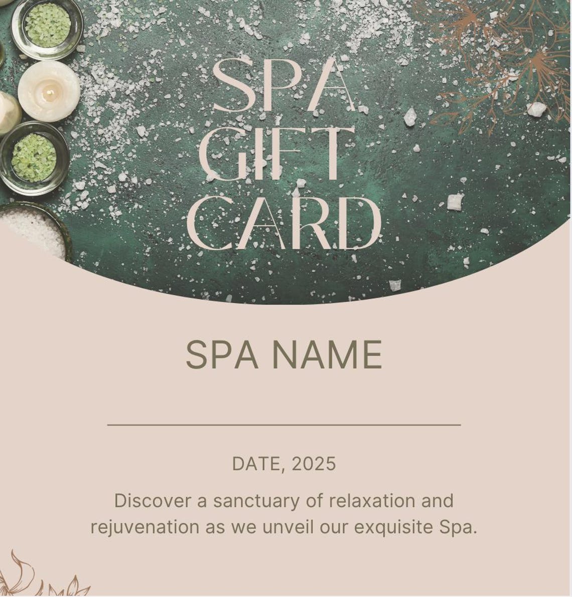 Spa Gift Card, Gift Certificate, Spa Certificate, Spa Certificate, Spa ...