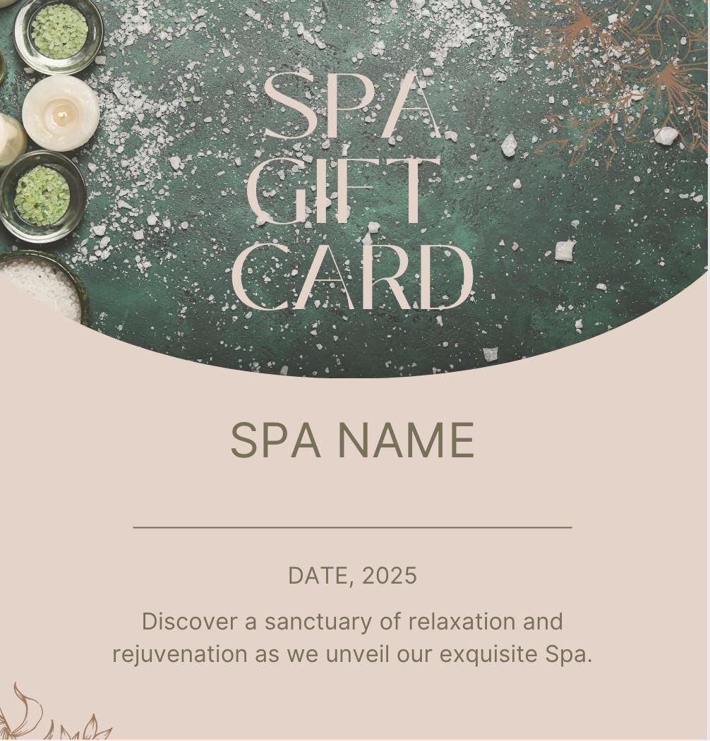 Spa Gift Card, Gift Certificate, Spa Certificate, Spa Certificate, Spa ...