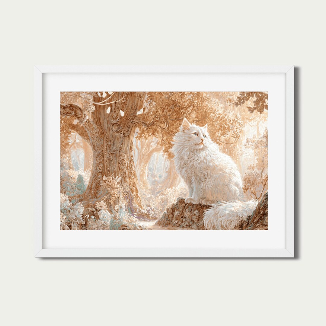 Whipped Cream Cat Art Print | Sweet Candy Forest With Gingerbread Trees ...