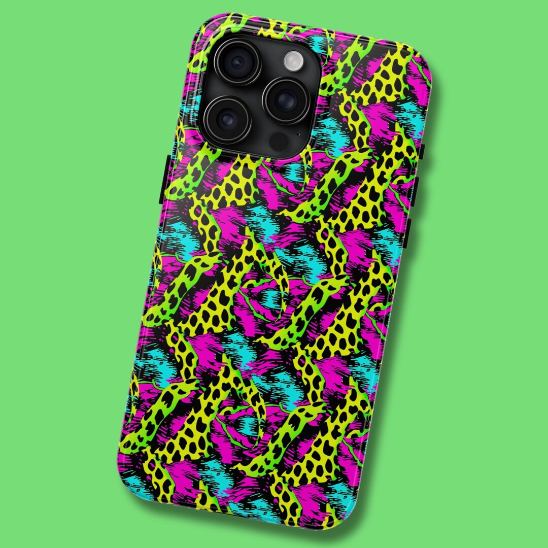 Neon 80s 90s Retro Inspired Leopard Cheetah Pattern iPhone Case X XR 11 ...
