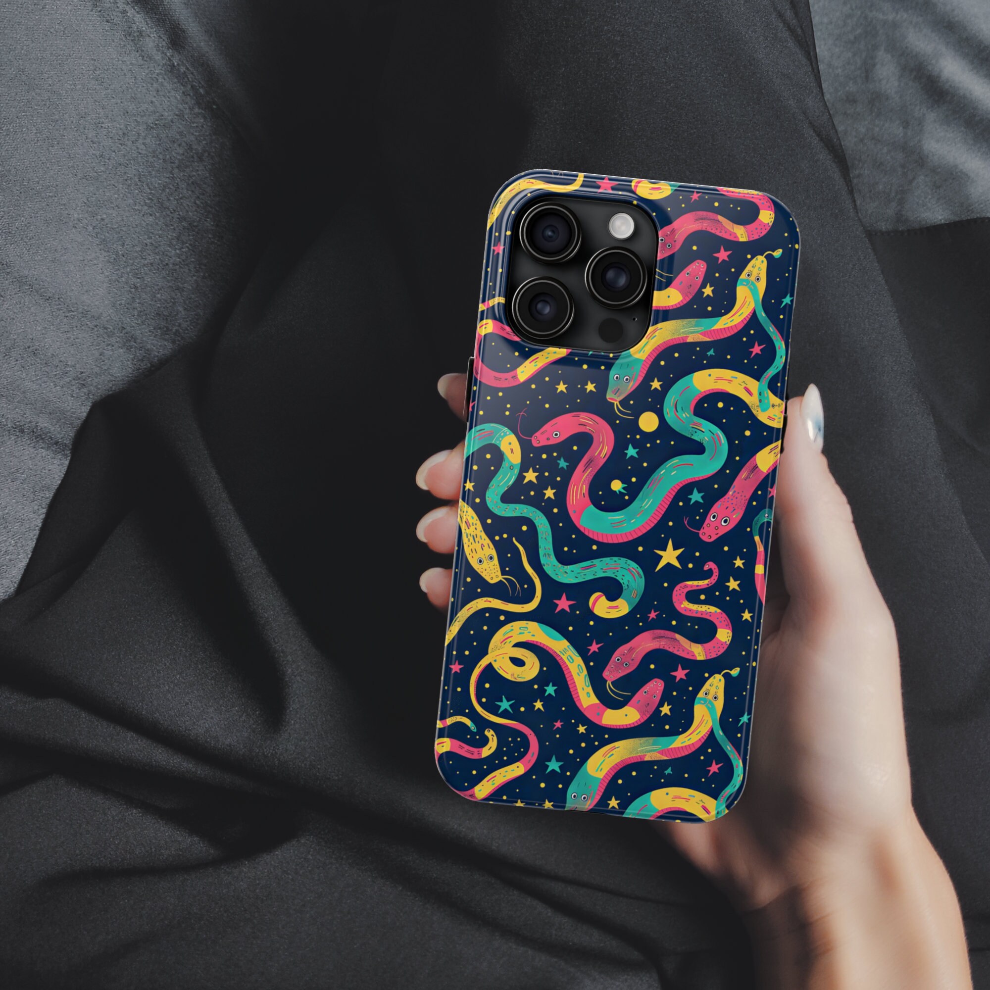 Colorful Serpent Snakes in Outerspace Phone Case for iPhone 15, 14, 13 ...