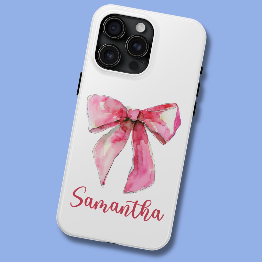 Pastel Pink Coquette Bow Personalized With Custom Name iPhone Case ...