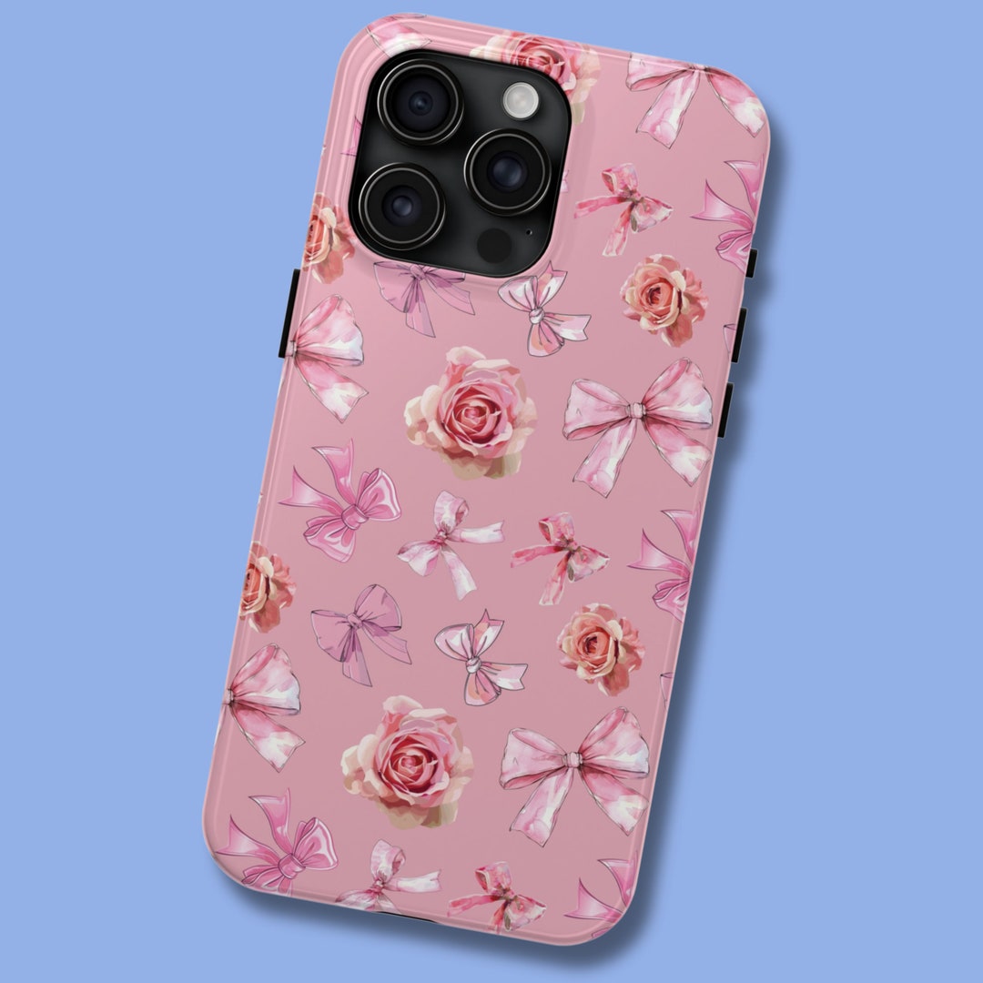Coquette Pink Roses and Bows Feminine Girly Aesthetic Phone Case for ...