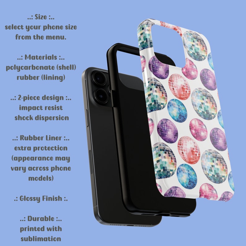 Disco Mirror Ball Rainbow Colored Phone Case Multi-colored Mirrorball ...