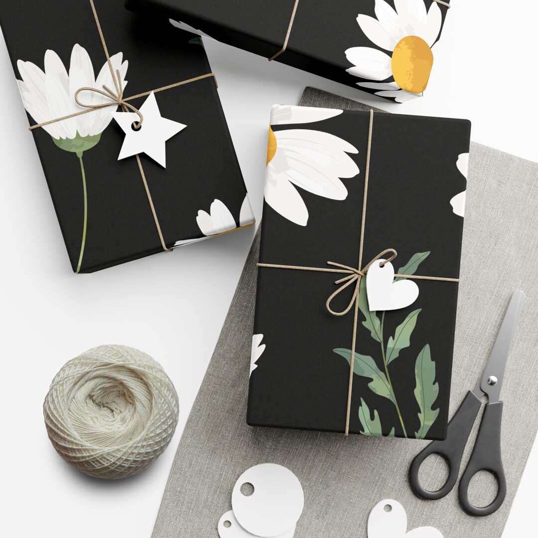 Floral Wrapping Paper April Birthday Paper Baby Shower Daisy Wrapping ...