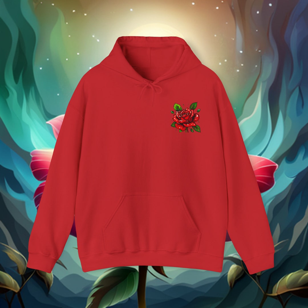 Hoodie Red Rose Hoodie, Aesthetic, Flowers, - Etsy