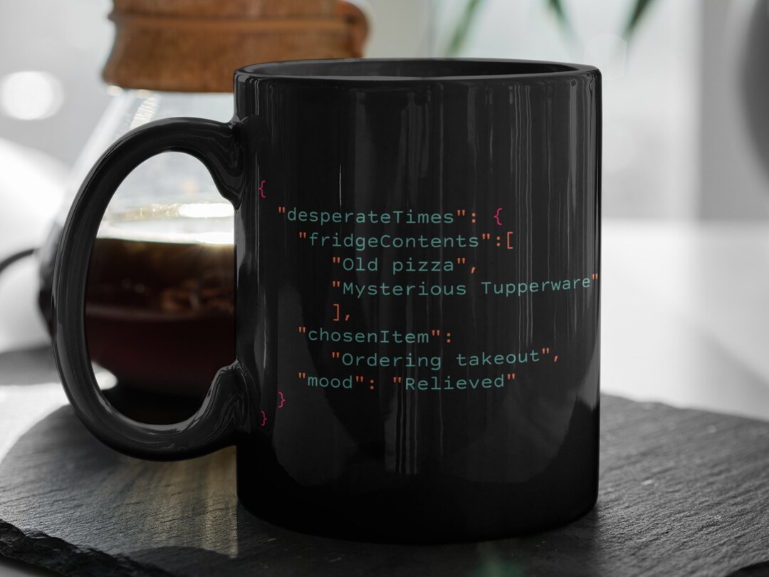 Desperate Times JSON Developer Mug: Perfect for Coders, Programmers. Boost Your Coding Day With ...