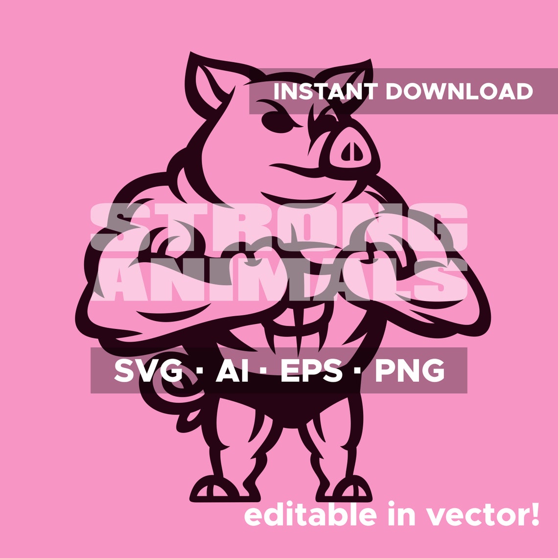 Bodybuilder Pig | SVG, EPS, PNG | Instant Download | Be Strong - Etsy