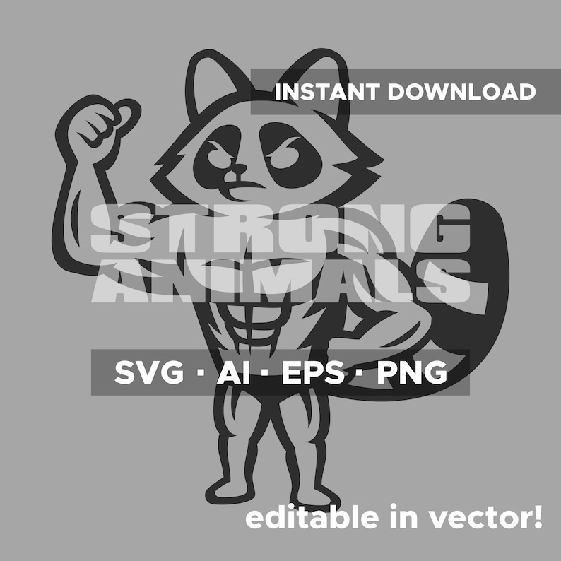 Bodybuilder Raccoon | SVG, EPS, PNG | Instant Download | Be Strong - Etsy