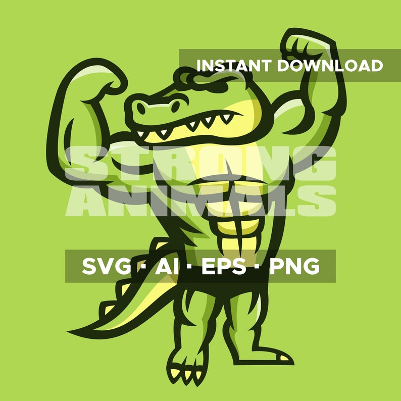 Bodybuilder Crocodile | SVG, EPS, PNG | Instant Download | Be Strong - Etsy