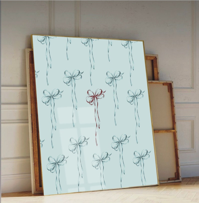 Blue Coquette Ribbon Display Shabby Chic Poster, Coquette Room Decor ...