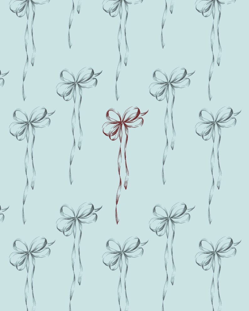 Blue Coquette Ribbon Display Shabby Chic Poster, Coquette Room Decor ...