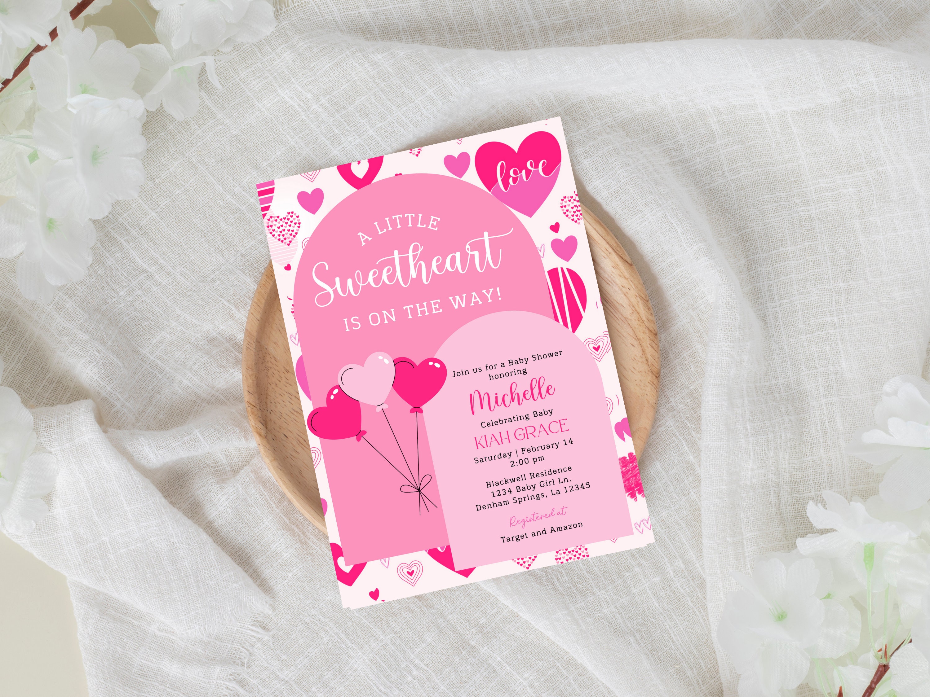 Little Sweetheart Baby Shower Invitation, Valentines Baby Shower ...
