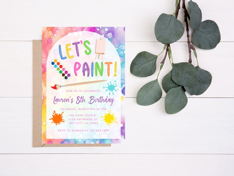 Editable Painting Invitation, Paint Birthday Invitation, Let's Paint ...