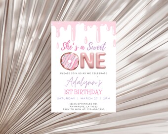 Sweet One First Birthday Invitation, Instant Download, Editable ...