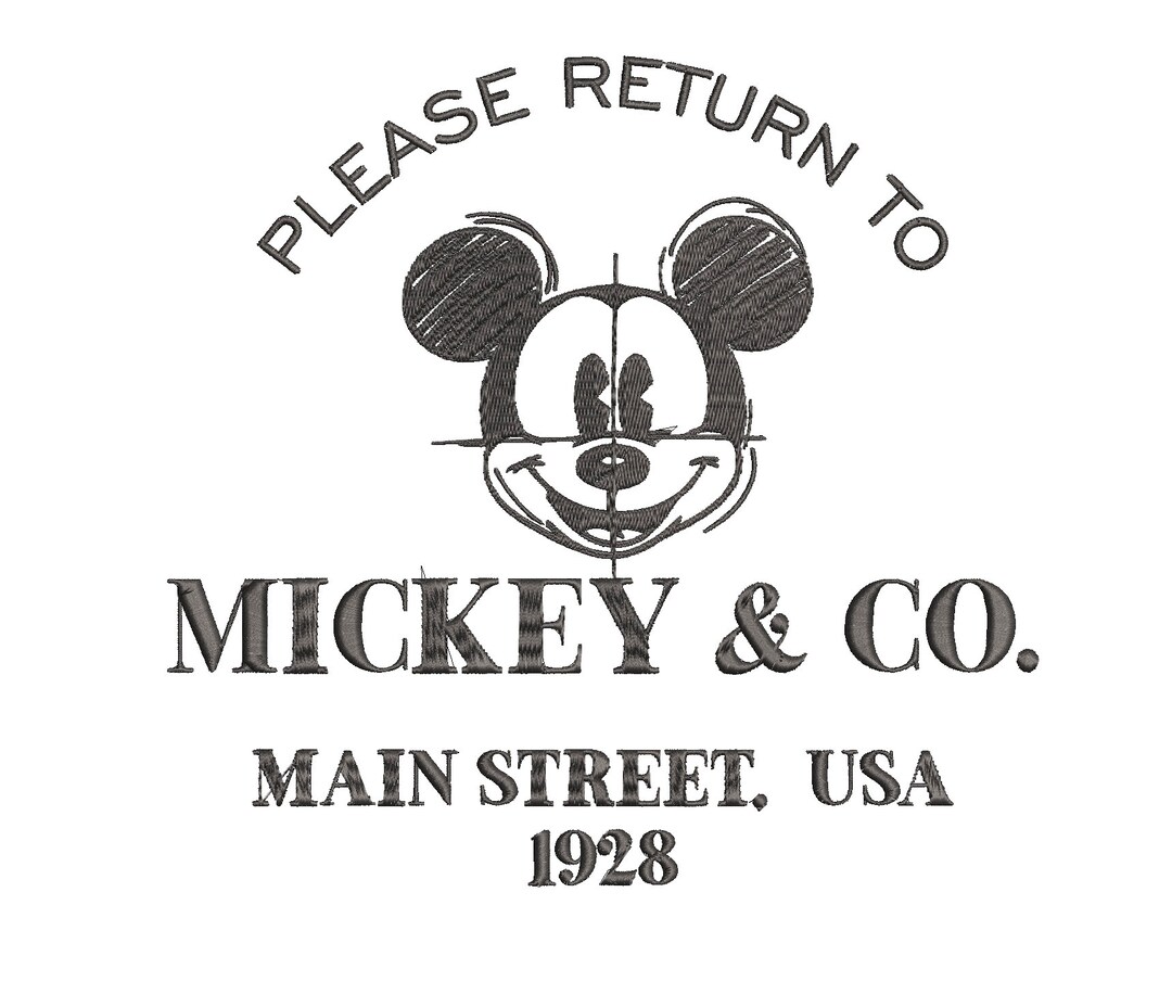 Please Return to Mickey Mouse Main Street USA Embroidery Design - PES ...