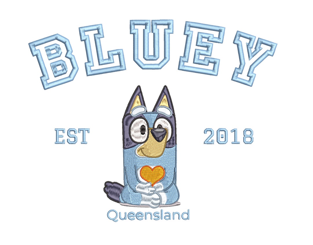 Bluey Varsity Embroidery Design - PES File Machine Embroidery Design - Etsy