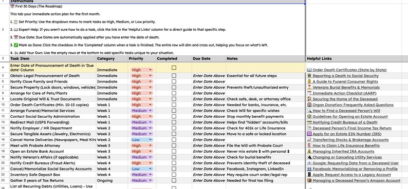 Estate Executor Spreadsheet | Probate Tracker for Google Sheets ...