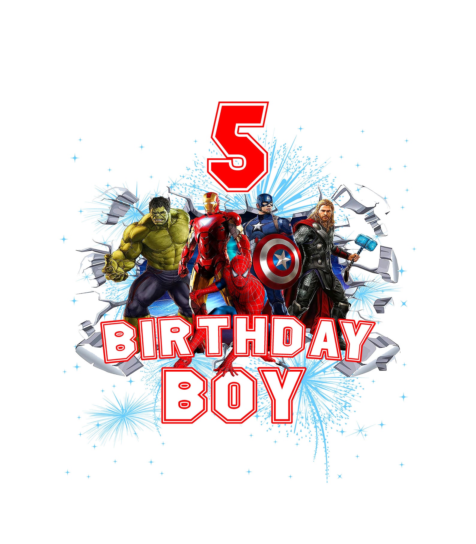 Avengers' Birthday Boy 5 Png Superhero 5rth Birthday Png Customizable ...