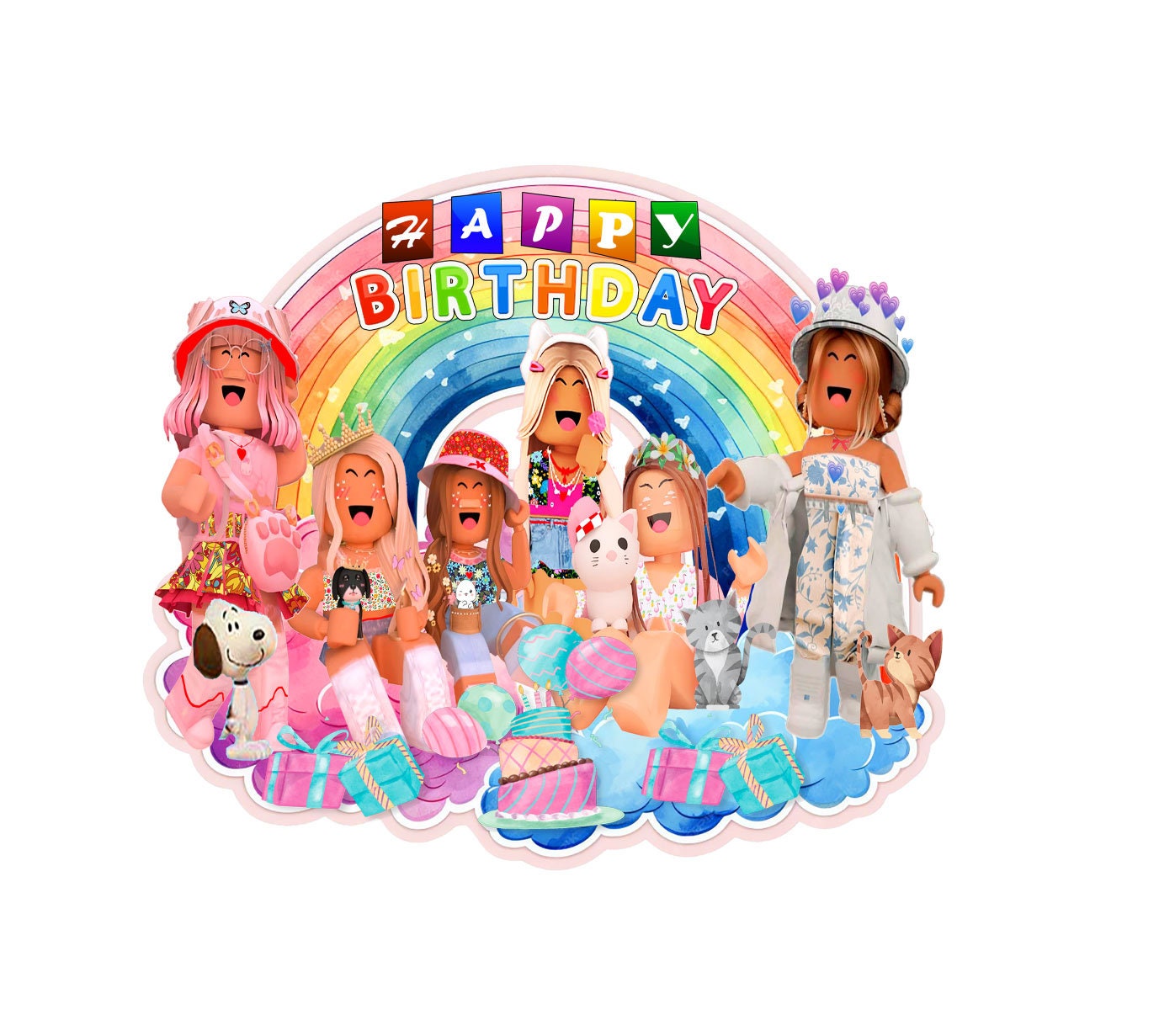 Roblox Rainbow Girls PNG Bundle, Birthday Designs (digital Download) - Etsy