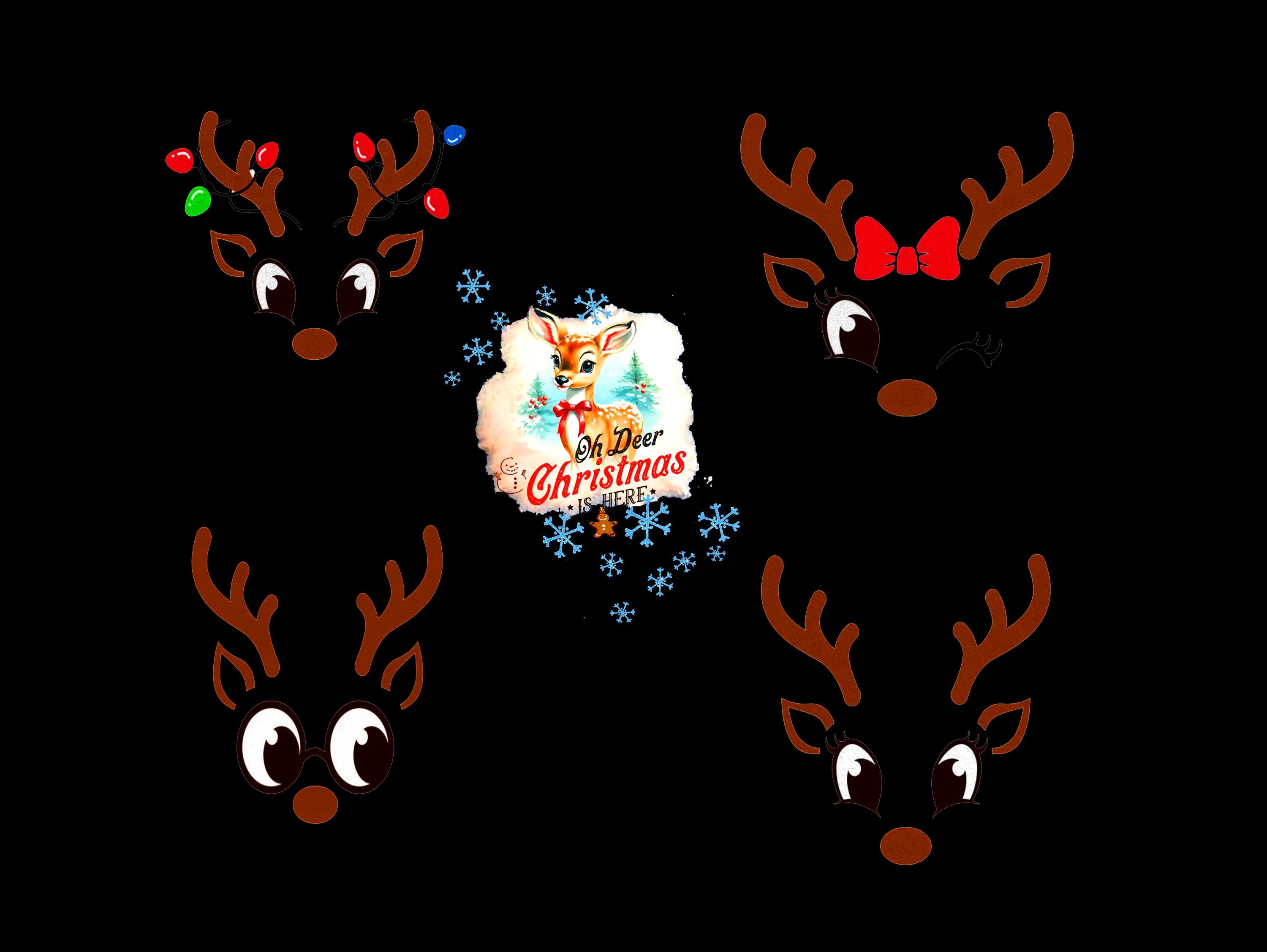 Christmas Reindeer Faces PNG Bundle: Girl & Boy Reindeer Designs - Etsy