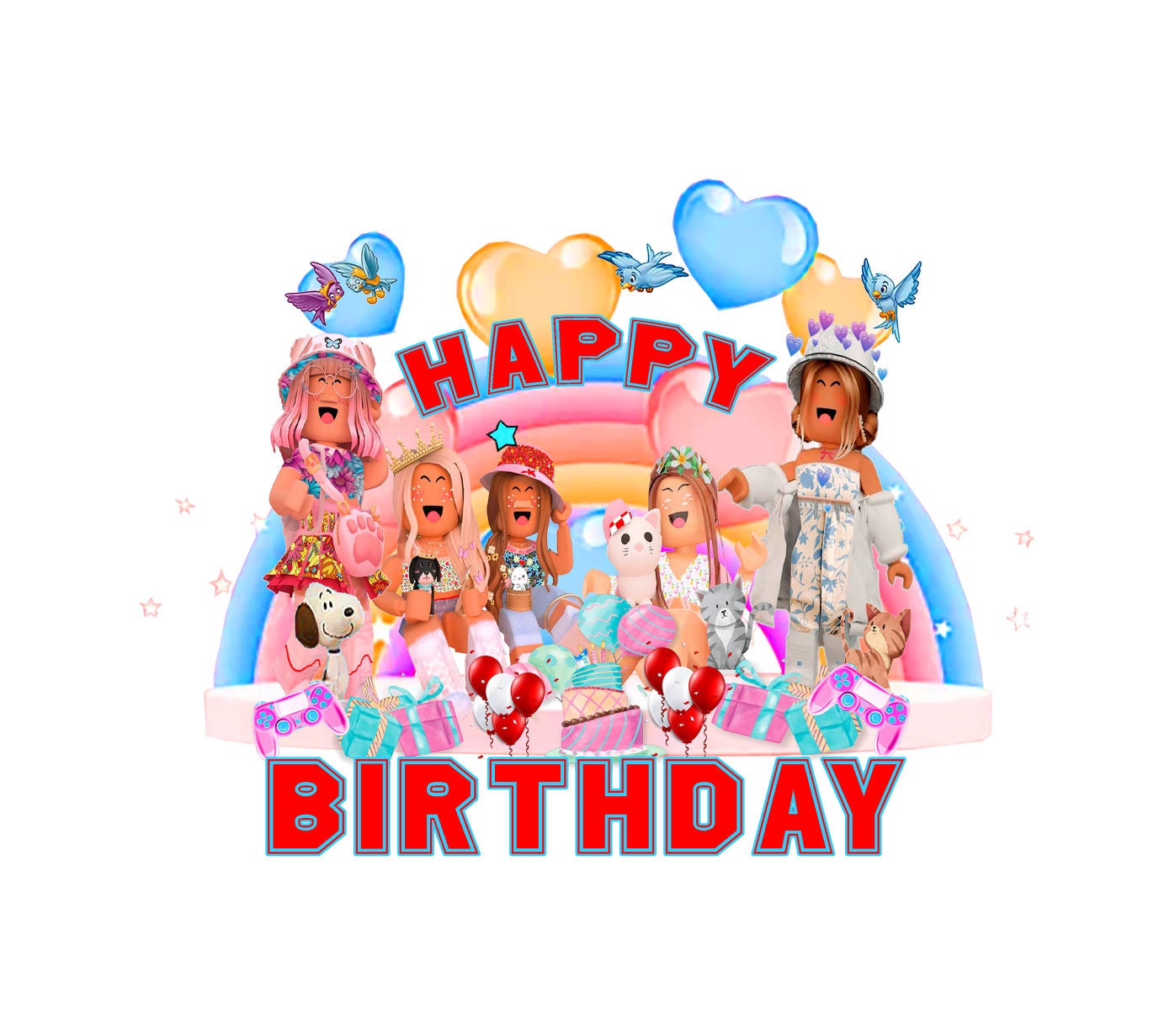 Roblox Rainbow Girls Png Birthday Roblox Girls Png Sublimation Bundle ...