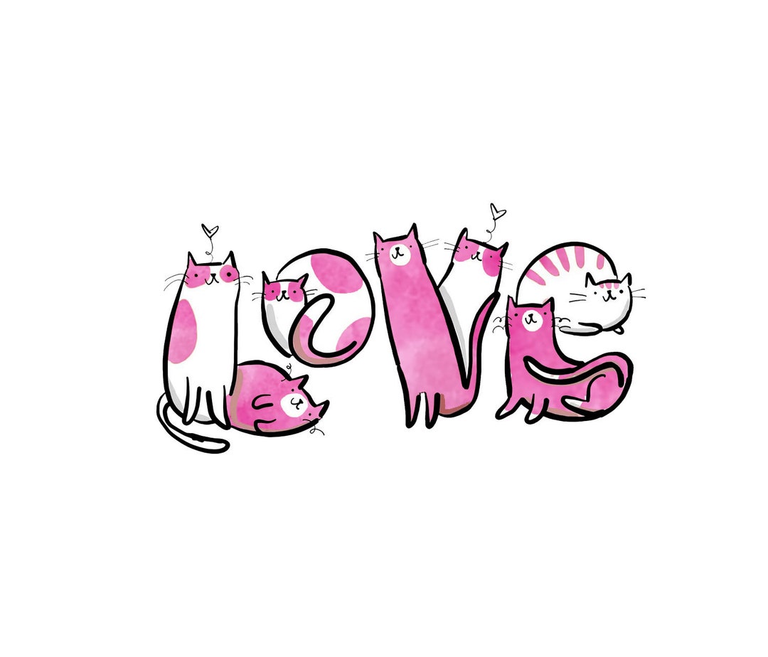Cat Love Sign Png Bundle , Pink Cat Love Signs , Cats Making Love Sign ...