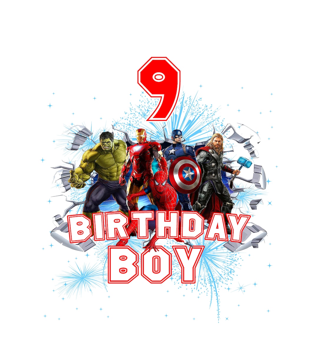 Avengers' Birthday Boy 9 Png Superhero 9th Birthday Png Customizable ...