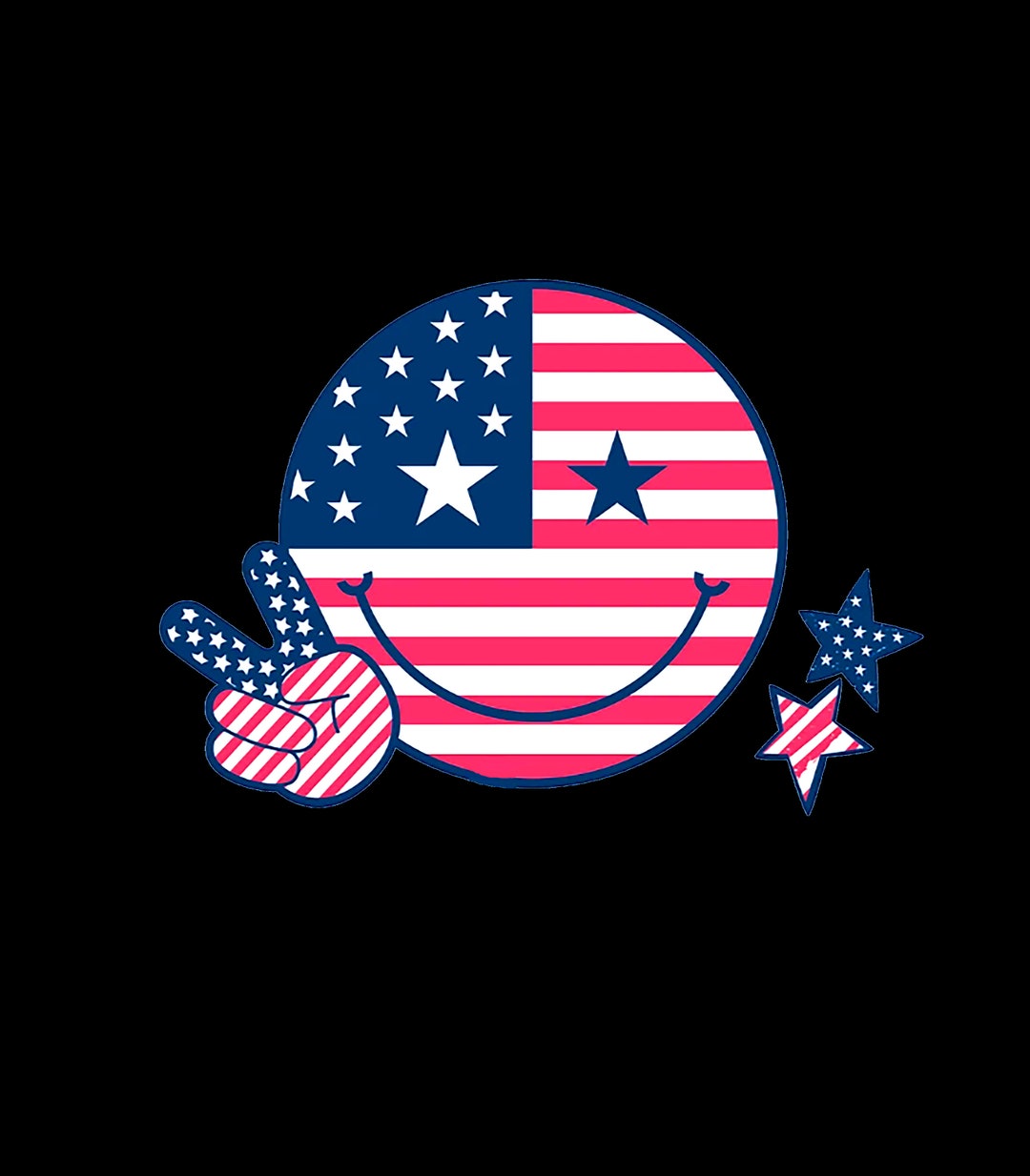 American Flag Smiley Face PNG Bundle, 4th July Sublimation (digital ...