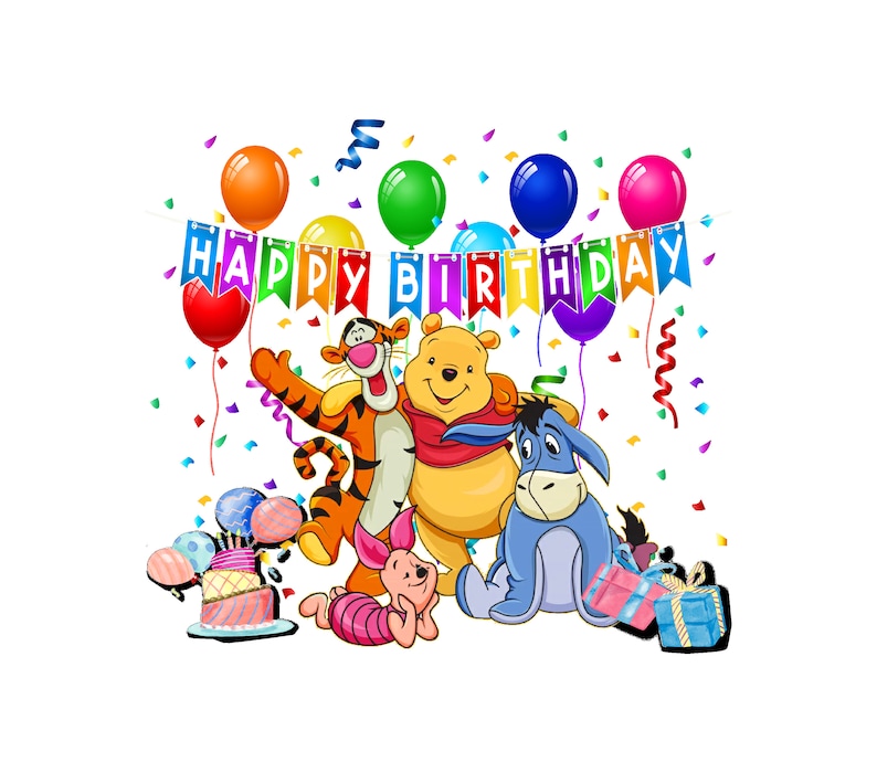 Birthday Winnie the Pooh PNG Clipart Bundle (digital Download) - Etsy