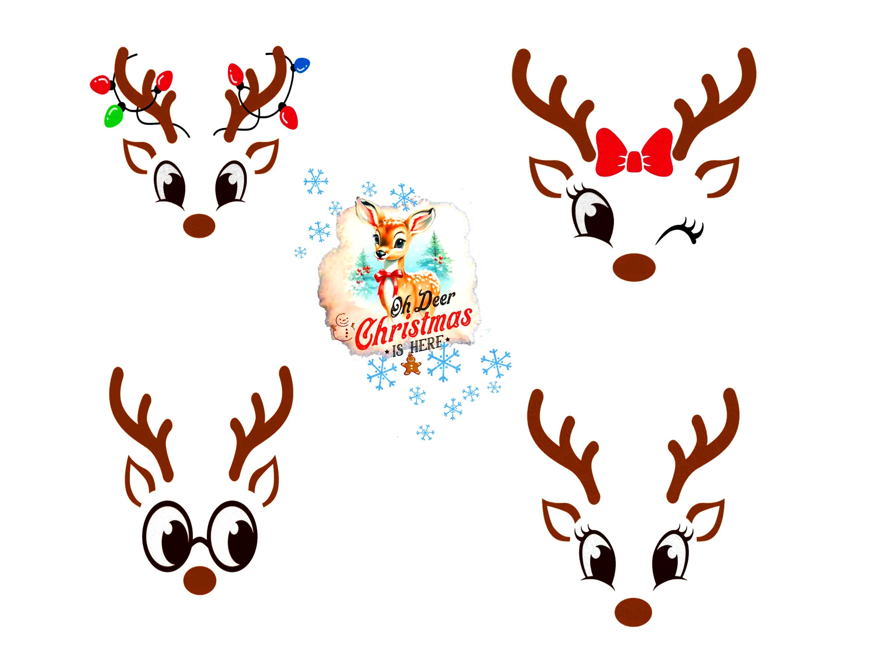 Christmas Reindeer Faces PNG Bundle: Girl & Boy Reindeer Designs - Etsy