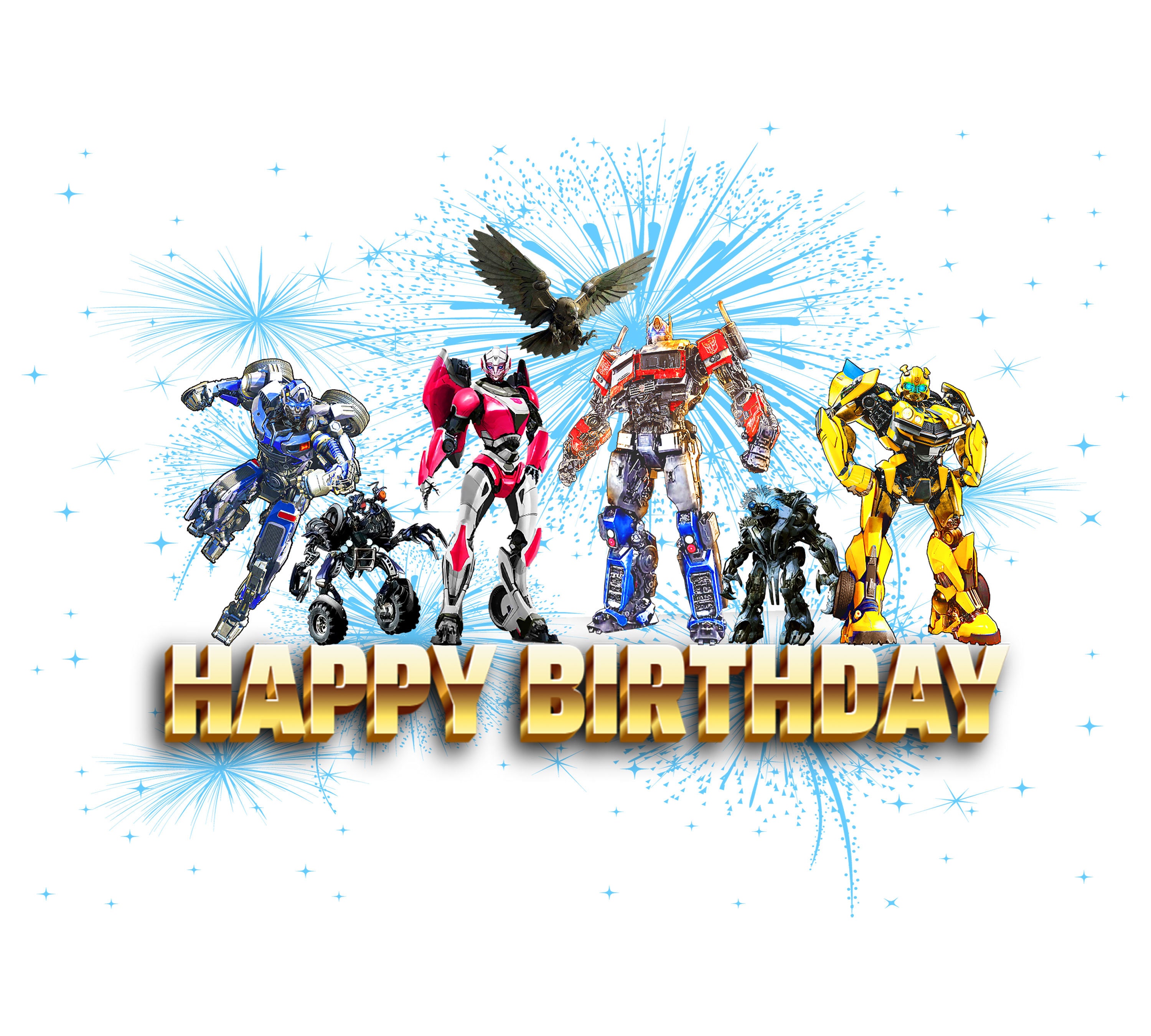 Robot Transformer Happy Birthday Png Sublimation Clipar 5 Png Bundle ...