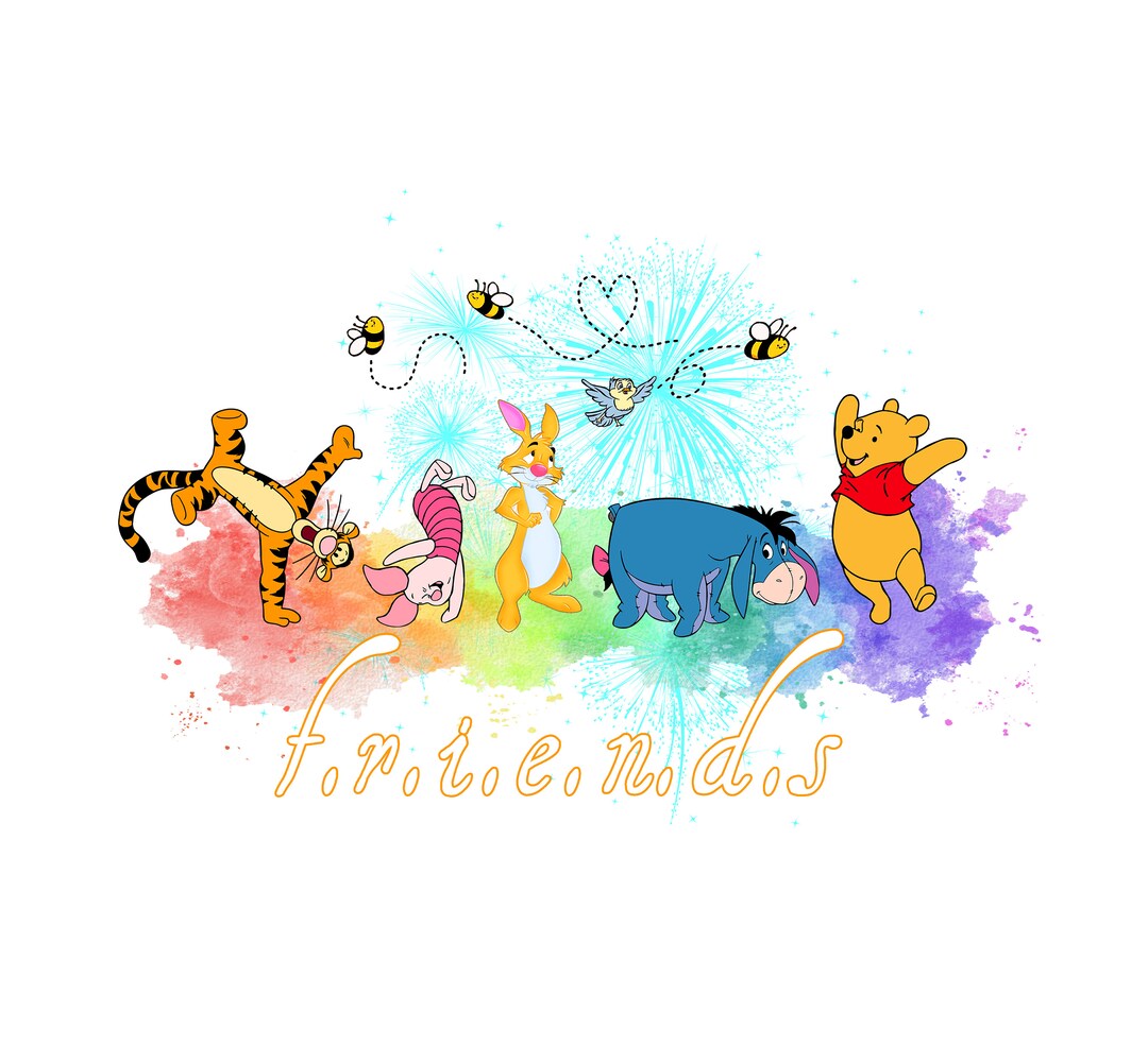 Rainbow Classic Winnie the Pooh PNG, Pooh Sublimation Design, Winnie ...