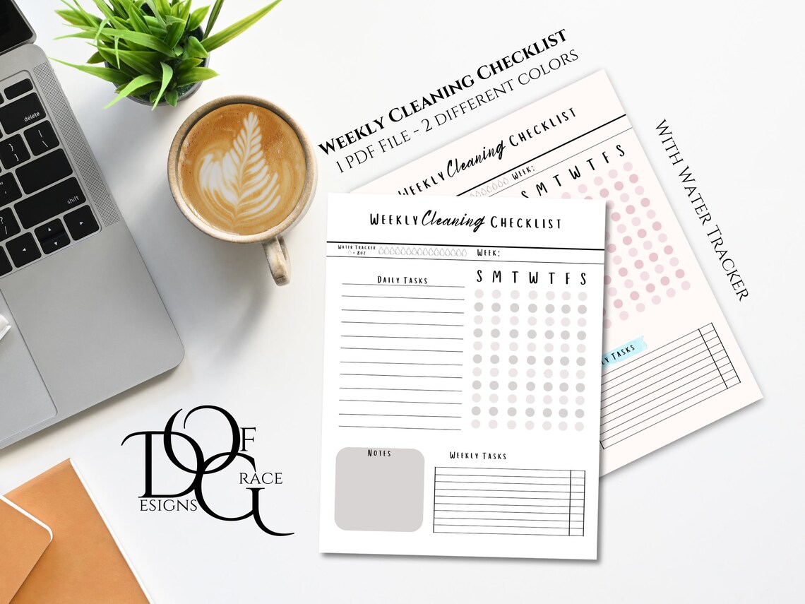 Printable Weekly Cleaning Checklist | Instant Download | With Water ...