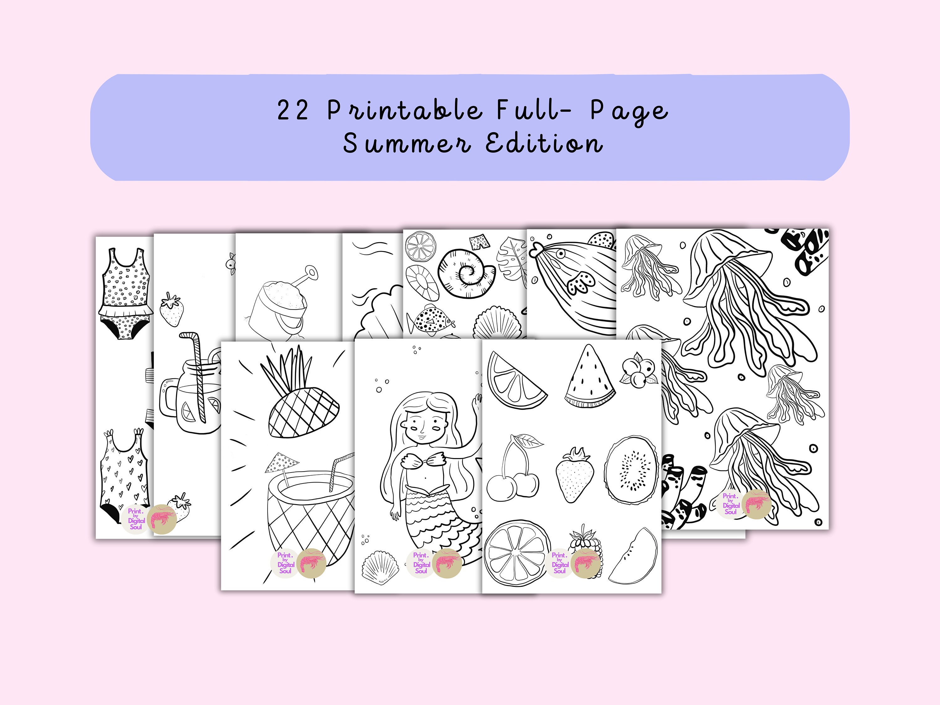 22 Summer Printable Coloring Pages - Activities - Includes 2 Pdfs: Full ...
