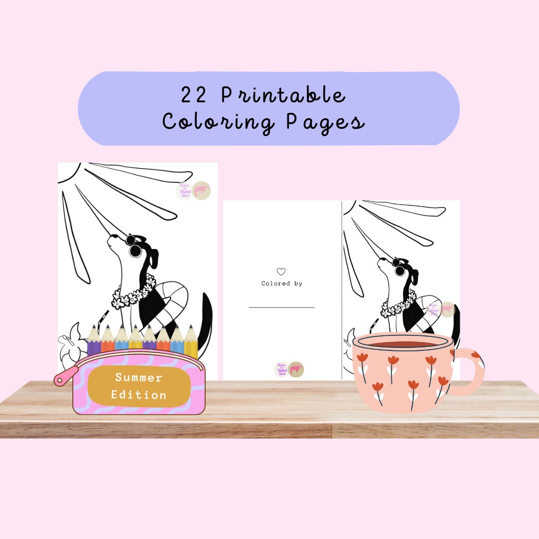 22 Summer Printable Coloring Pages - Activities - Includes 2 Pdfs: Full ...