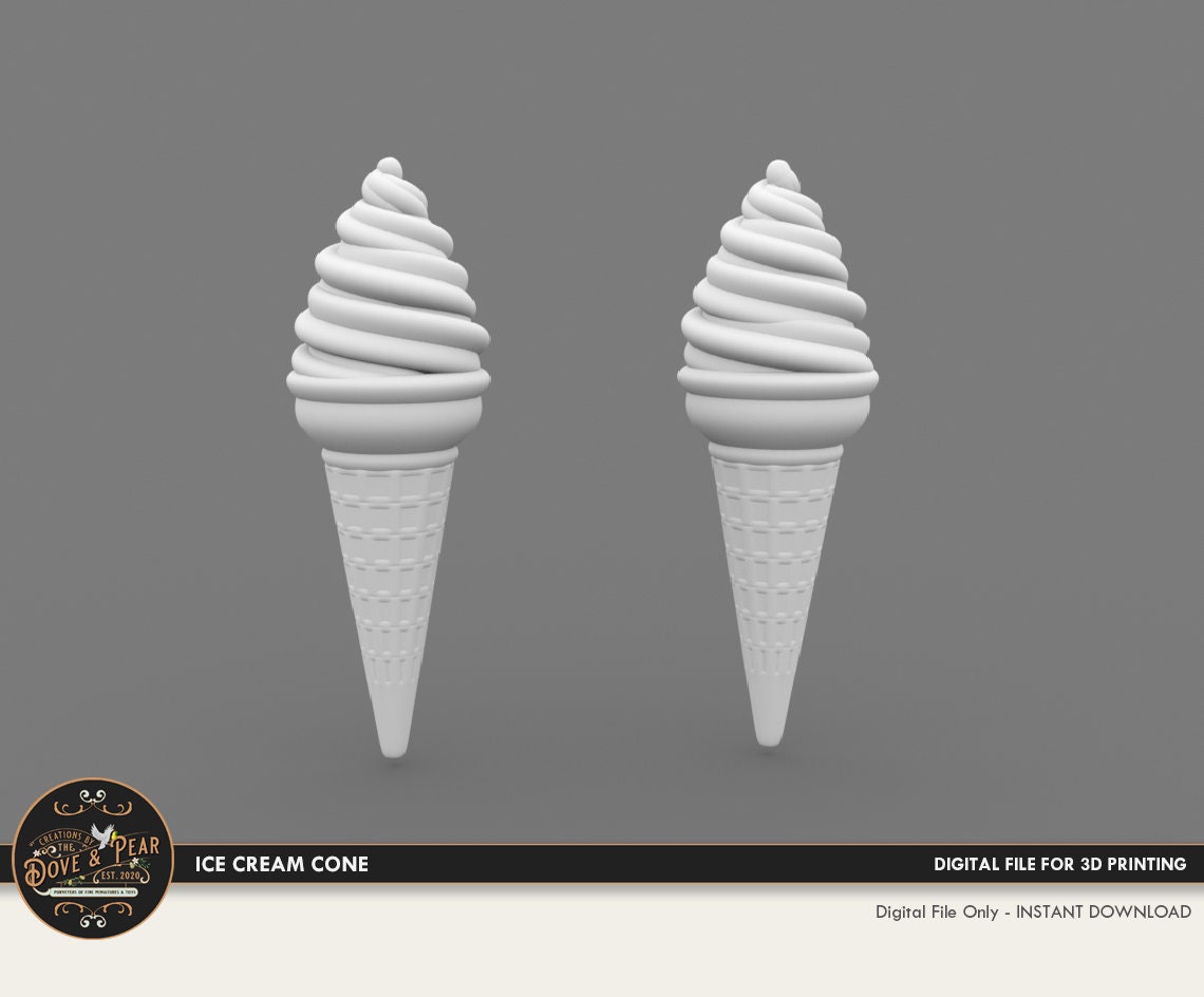 1:12 Ice Cream Cone Dollhouse Miniature - 3D STL PRINT File Instant ...