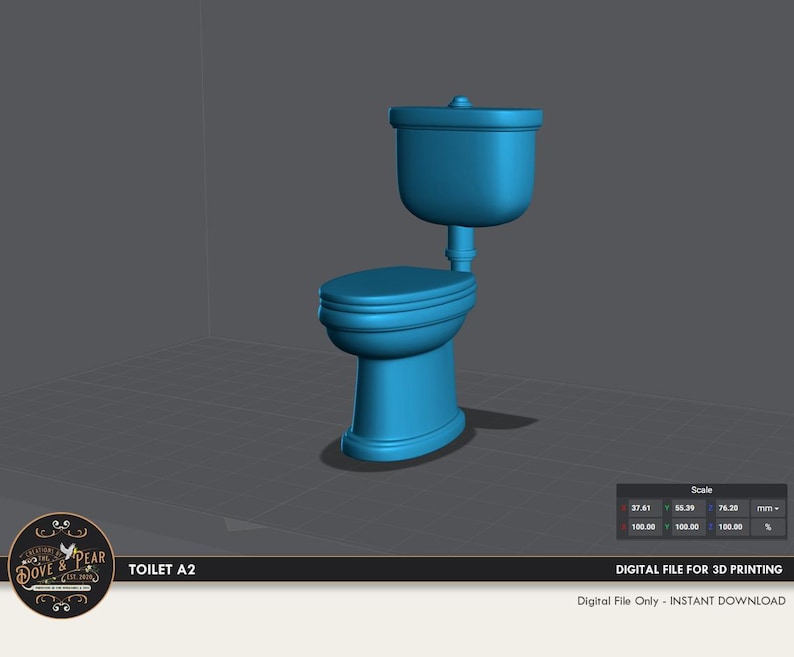 1:12 Toilet A2 Dollhouse Miniature - 3D STL PRINT File Instant Download ...