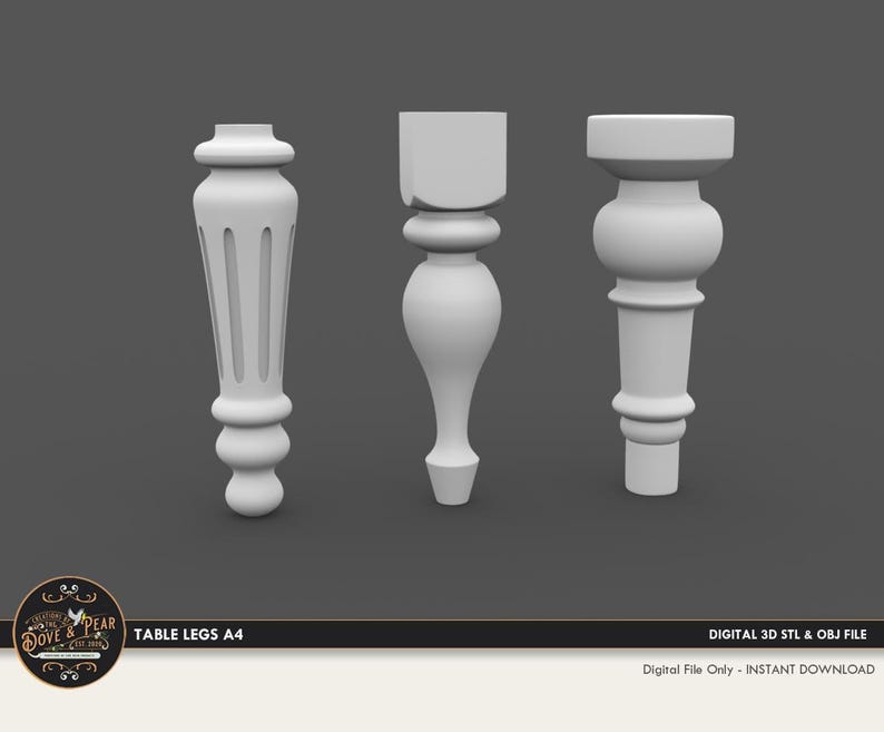1:12 Table Legs A4 Dollhouse Miniature - 3D STL PRINT File Instant ...