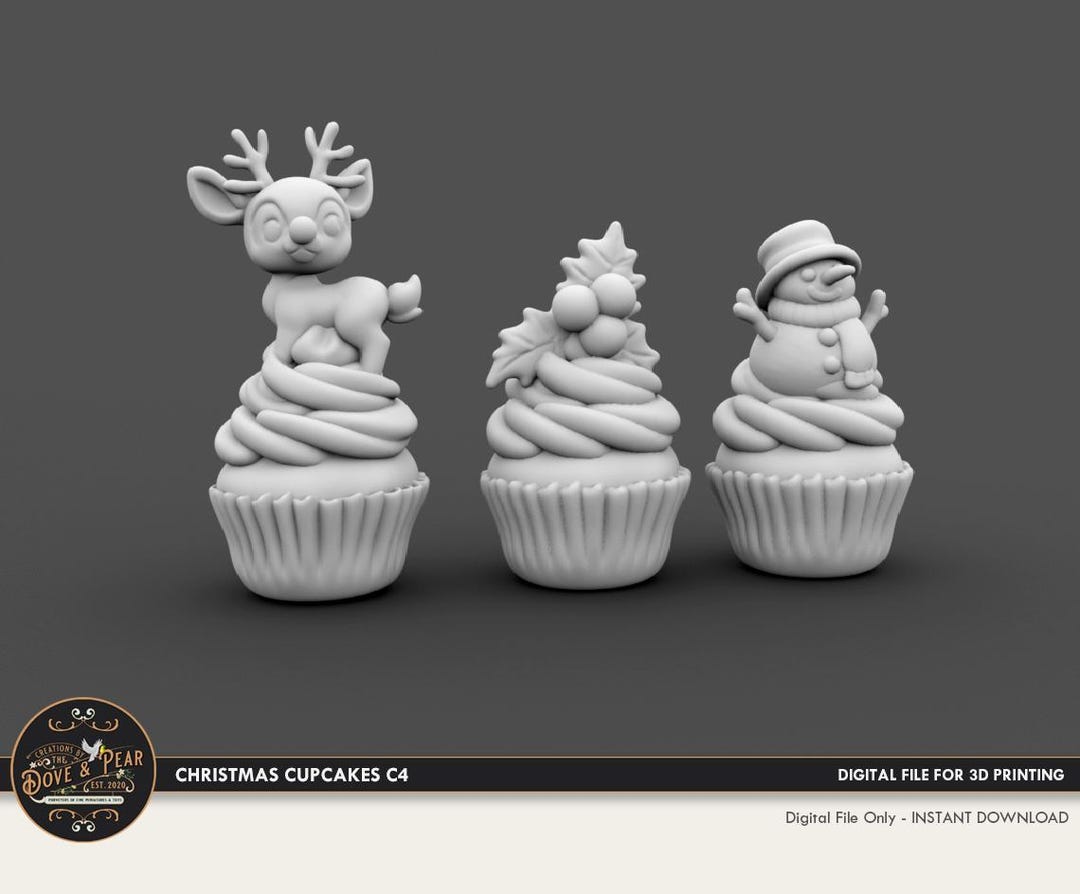1:12 Christmas Holiday Cupcakes C4 Desserts Dollhouse Miniature - 3D ...