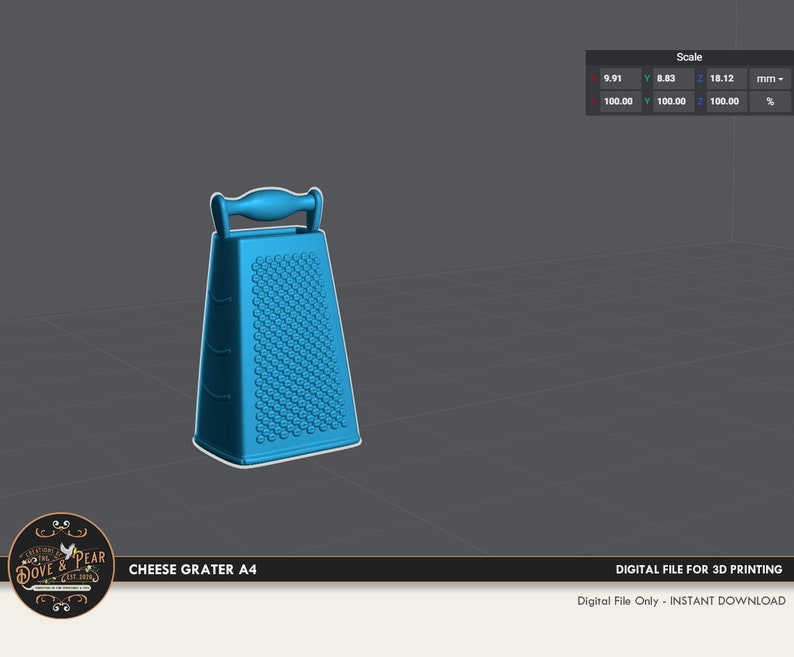 1:12 Cheese Grater A4 Dollhouse Miniature - 3D STL PRINT File Instant ...