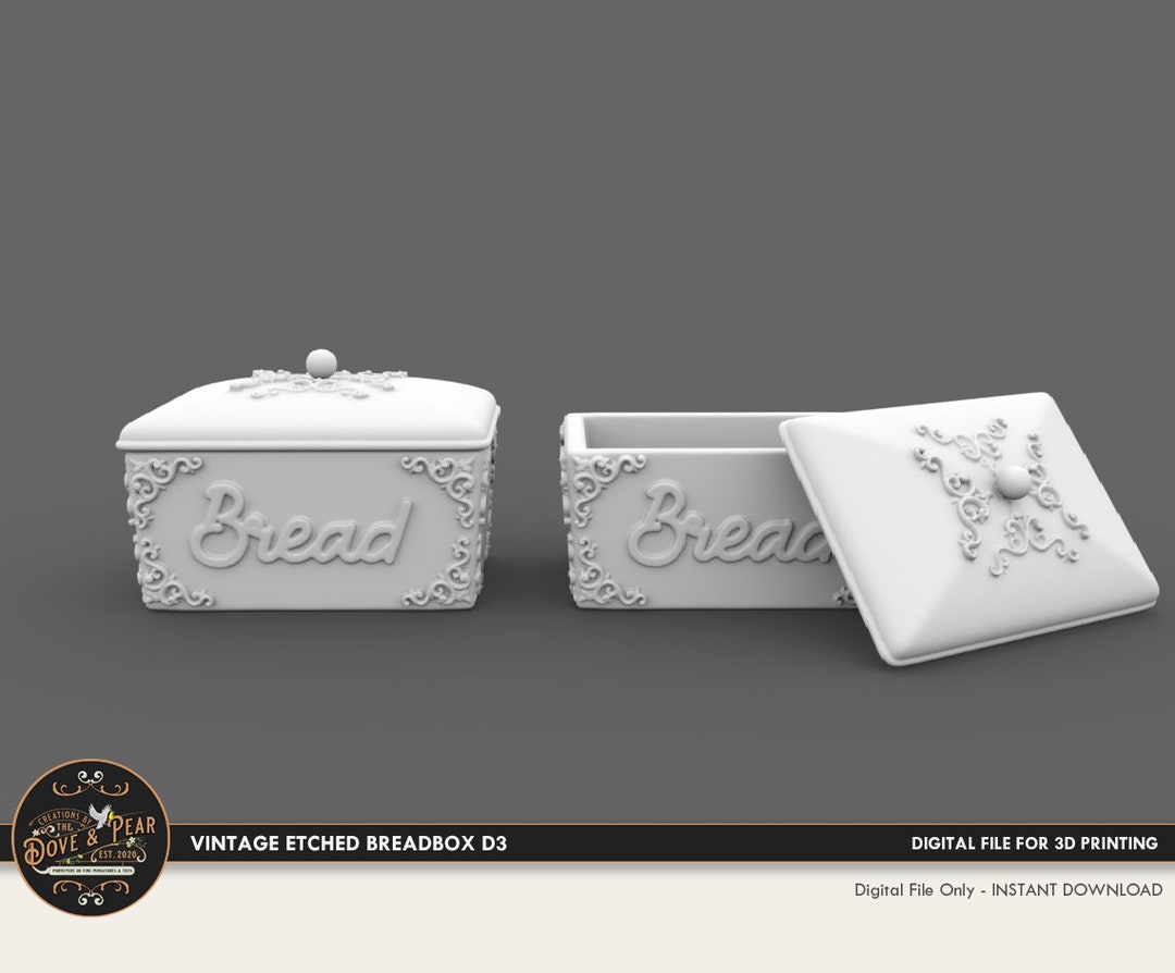 1:12 Vintage Etched Bread Box Dollhouse Miniature - 3D STL PRINT File ...