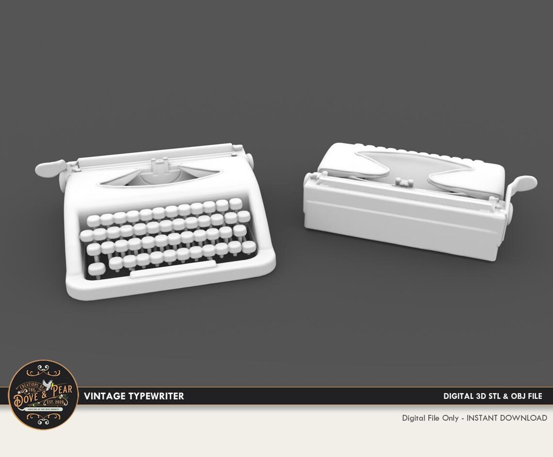 1:12 Typewriter Dollhouse Miniature - 3D STL PRINT File Instant ...