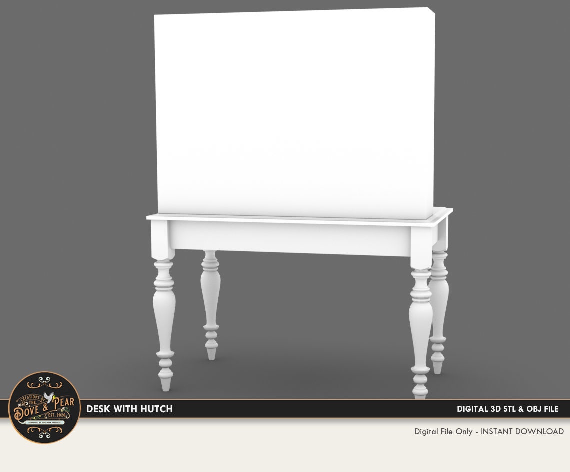 1:12 Desk With Hutch and Drawers Dollhouse Miniature - 3D STL PRINT ...