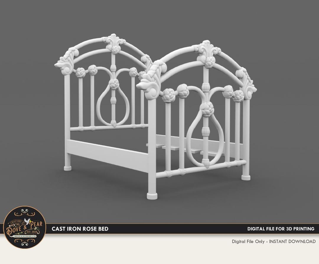 1:12 Cast Iron Rose Bed Dollhouse Miniature - 3D STL PRINT File Instant ...