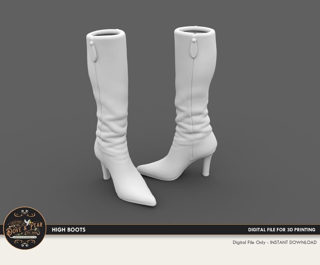 1:12 High Heel High Boots Shoes Dollhouse Miniature - 3D STL PRINT File ...